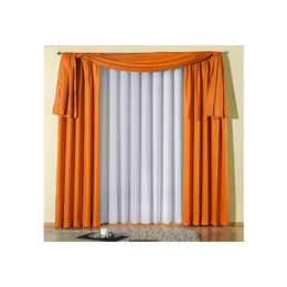Vorhang WIRTH, B:135cm H:145cm, orange, Jacquard, Polyester, Wohnzimmer, Gardinen, "Janine"