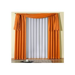 Vorhang WIRTH, B:135cm H:245cm, orange, Jacquard, Polyester, Wohnzimmer, Gardinen, "Janine"