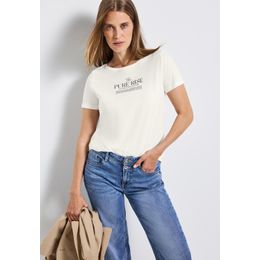 Street One Damen T-Shirt, wei&szlig;, Gr. 38, bedruckt, Jersey, Obermaterial: 100% Baumwolle, Shirts, mit Wording Artwork