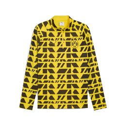 Puma Herren T-Shirt "Borussia Dortmund Aufw&auml;rmoberteil mit viertellangem", gelb, Gr. L, bedruckt, Obermaterial: 100% Polyester, Shirts