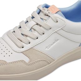 Tamaris Damen Plateausneaker, Gr. 38, blau, Leder, Lederimitat, Schuhe, Freizeitschuh, Halbschuh, Schn&uuml;rschuh mit Kontrastbes&auml;tzen