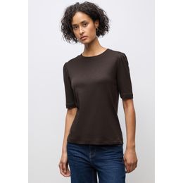 Street One Damen T-Shirtdeep roast braun, Gr. 40, unifarben, Web, 50% Modal, 50% Baumwolle, Shirts, im soften Baumwoll-Mix