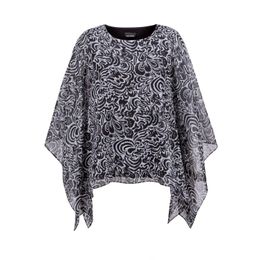 GOLDNER Damen Satinbluse "Tunikbluse mit Chiffon-&Uuml;berwurf, Print", schwarz, Gr. 46, Obermaterial: 96% Polyester PES. 4% Elasthan EL., Blusen