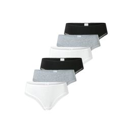 Schiesser Damen String "String 6er Pack", Gr. XXXLschwarz, grau, wei&szlig;, Obermaterial: 95% Baumwolle CO. 5% Elasthan EL., Unterhosen