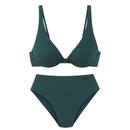 ELBSAND Damen B&uuml;gel-Bikini, blau, Gr. 36, strukturiert, unifarben, Recycling-Polyamid, Bikini-Sets, aus trendiger Rippware