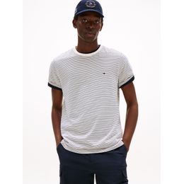 Tommy Hilfiger Herren T-Shirt "ESSENTIAL REG FIT SOLID TEE mit Stickerei und Rundhals", beige, Gr. S, Single Jersey, Obermaterial: 100% Baumwolle,