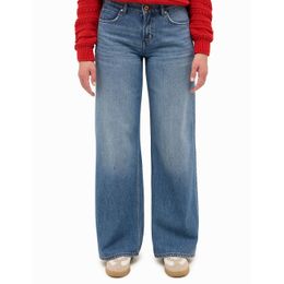 Mustang Damen Weite Jeans "Damen Style Medley Wide Leg", blau, Gr. 27, unifarben, Denim/Jeans, 79% Baumwolle, 11% Modal, 10% Lyocell, Jeans