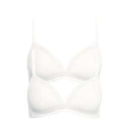 LISCA Damen Triangel-BH "2er Pack Triangel BH ohne B&uuml;gel Ines", Gr. 70, beige, Spitze, Obermaterial: 95% Baumwolle CO. 5% Elasthan EL., BHs