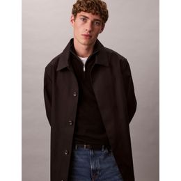 Calvin Klein Herren Stehkragenpullover "LS 100% MERINO QZ 14GG", schwarz, Gr. M, unifarben, Web, Obermaterial: 100% Wolle, Pullover, Mit