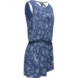 Ragwear Damen Jumpsuit "Zella", blau, Gr. S, 100% Viskose, Overalls, schicker, kurzer Damen Overall mit floralem Print