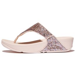 fitflop Damen Zehentrenner "LULU MULTI-TONAL GLITTER TOE", Gr. 40, beige, Synthetik, Glitzer, Schuhe, Badeschuh, Slides, Sandale mit Glitter