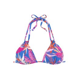 Buffalo Damen Triangel-Bikini-Top "Soleil", bunt, Gr. 40, bedruckt, floral, Recycling-Polyamid, Bikini-Oberteile, mit leichter Wattierung
