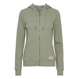 oxmo Damen Kapuzensweatjacke "Kapuzensweatshirtjac OXLova", grün, Gr. M, Obermaterial: 95% Baumwolle CO. 5% Elasthan EL., Sweatjacken