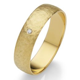 Firetti Damen Trauring "Schmuck Geschenk Gold 375 Hochzeit Ehering "LIEBE"", 63, 0,01 SI = kleine Einschl&uuml;sse mit Brillant, Gelbgold 375, 5mm, gold,