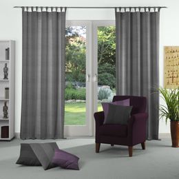 Vorhang WIRTH, B:132cm H:245cm, grau, Jacquard, Polyacryl, Polyester, Wohnzimmer, Gardinen, "Niederau"