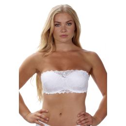 After Eden D-cup & up Damen Bandeau-BH "ANNA", AFTER EDEN D-CUP & UP, Gr. 85, wei&szlig;, Spitze, Obermaterial: 84% Polyamid, 16% Elasthan, unifarben, BHs, abnehmbare Tr&auml;ger,