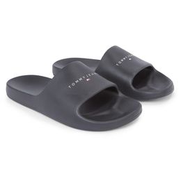 Tommy Jeans Damen Pantolette "TJW PRINTED PU POOL SLIDE", Gr. 37, schwarz, Synthetik, Schuhe, Plateau, Sommerschuh, Schlappen mit Logoschriftzug, in