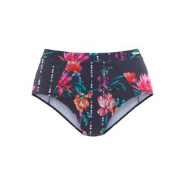 Sunseeker Damen Highwaist-Bikini-Hose "Modern", blau, Gr. 38, bedruckt, floral, Polyamid, Badehosen, mit floralem Design