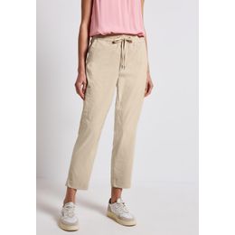 Street One Damen Röhrenhose, beige, Gr. 40, unifarben, Web, 66% Baumwolle, 30% Polyester, 4% Elasthan, Hosen, Middle Waist