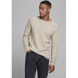 Jack & Jones JACK & JONES Herren Rundhalspullover "JJEHILL Einfarbiger Pullover mit angenehmem Tragegefühl", beige, Gr. XS, unifarben, Obermaterial: 100%