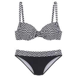 JETTE Damen B&uuml;gel-Bikini, schwarz-wei&szlig;, Gr. 36, bedruckt, Polyamid, Bikini-Sets, im trendigen Zick-Zack-Design