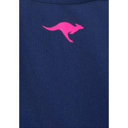 Kangaroos M&auml;dchen Badeanzug, blau, Gr. 122, kontrastfarbene Details, Polyamid, Badeanz&uuml;ge, sportiver Stil, mit Kontrastn&auml;hten, Marken-Logo-Print