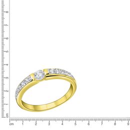 Diamonds by Ellen K. Damen Fingerring "375/- Gelbgold teil rhodiniert Zirkonia", 021 (66,1), Gold, bunt, FASCINATION BY ELLEN K., Gold, Fingerringe