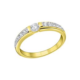 Diamonds by Ellen K. Damen Fingerring "375/- Gelbgold teil rhodiniert Zirkonia", 016 (50,5), Gold, bunt, FASCINATION BY ELLEN K., Gold, Fingerringe
