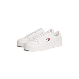 Tommy Jeans Herren Sneaker "TJM THE GREENWICH NEW ESS", Gr. 40, weiß, Leder, Textil, Schuhe, Freizeitschuh, Halbschuh, Schnürschuh im Basekt-Style