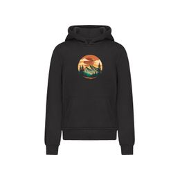 F4NT4STIC Jungen Kapuzenpullover "Sonnenuntergang Berglandschaft", schwarz, Gr. 110, Obermaterial: 65% Baumwolle, 35% Polyester, Pullover, Premium