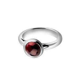 NENALINA Damen Fingerring "Granat Cabochon Edelstein Rund Rot 925 Silber", 54mm,mit Steinen, Silber 925 (Sterlingsilber), 3mm, silber, Silber 925