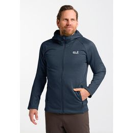 Jack Wolfskin Herren Fleecejacke "PEAK DISTRICT HOODED FZ M", blau, Gr. M, Oberstoff: 94% POLYESTER, 6% ELASTHAN; Futter 1: 100% POLYESTER, Jacken