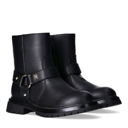 Tommy Hilfiger M&auml;dchen Bikerboots, Gr. 30, schwarz, Synthetik, Schuhe, Biker Boots, Winterboots mit Blockabsatz