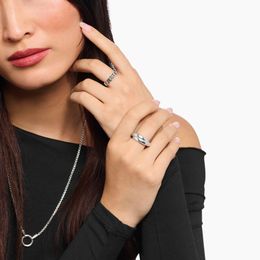 Thomas Sabo Damen Fingerring "Duo-Ring Silber", 58, Silber 925 (recycelt), 7mm, silber, Silber 925 (recycelt), Fingerringe