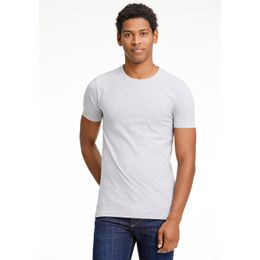 T-Shirt LINDBERGH "LINDBERGH T-shirt", Damen, Gr. L, grau (grau mel), Obermaterial: 95% Baumwolle, 5% Elasthan, lässig geschnitten, Rundhals, Shirts T-Shirt