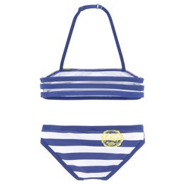 Bench. M&auml;dchen Bandeau-Bikini, blau, Gr. 122, gestreift, Polyamid, Bikini-Sets, mit trendigen Streifen