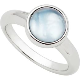 Leonardo Damen Fingerring "Ring Bea grey blue", 17, Edelstahl, blau, Edelstahl, Fingerringe, mit Glasstein - mit Perlmutt