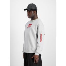Herren Sweater "Satin Logo Sweatshirt", grau, Gr. M, Alpha Industries, Obermaterial: 80% Baumwolle, 20% Polyester, Sweatshirts
