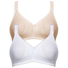 SuSa Damen B&uuml;gelloser BH "2er Pack BH ohne B&uuml;gel Topsy Plus", Gr. 90beige wei&szlig;, Obermaterial: 40% Baumwolle CO. 30% Polyamid PA. 30% Elasthan EL., BHs