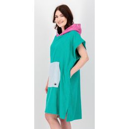 DEPROC Active Damen Poncho "Badeponcho PARLEE BEACH", blau, Gr. S, 100% Baumwolle Walkfrottier, Jacken, Badeponcho mit gro&szlig;er K&auml;ngurutasche und
