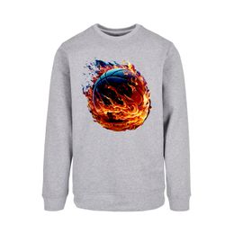 F4NT4STIC Herren Kapuzenpullover "Basketball On Fire Sport CREW", grau, Gr. XXL, Obermaterial: 50% Baumwolle, 50% Polyester, Pullover, Print