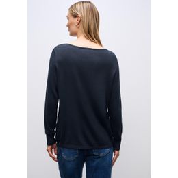 Street One Damen Strickpullovertiefblau, Gr. 34, unifarben, Stoff, 60% Viskose, 40% Baumwolle, Pullover, aus elastischem Materialmix