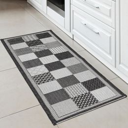 L&auml;ufer ANDIAMO, B:50cm H:5mm L:150cm, grau, Kunstfaser, Flur, Teppiche, "ARIZONA 2", Flachgewebe, Patchwork Design, In- und Outdoor geeignet