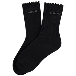 HUGO UNDERWEAR Damen Basicsocken "2P RS LETTUCE CC W", Gr. 39schwarz 001, Baumwollmischung, Socken, Bund leicht gekr&auml;uselt