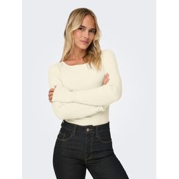 Only Damen Strickpullover "ONLIBI LS RIB BOATNECK CC KNT", wei&szlig;, Gr. XL, unifarben, Strick, Obermaterial: 50% Viskose, 27% Nylon, 23% Polyester,