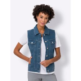 Classic Basics Damen Jeansweste, blau, Gr. 52, unifarben, 81% Baumwolle, 17% Polyester, 2% Elasthan, Westen