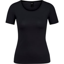 Calida Damen Unterhemd "Natural Comfort", Gr. XS, schwarz, Single Jersey, Obermaterial: 92% Baumwolle, 8% Elasthan, unifarben, Unterhemden, mit