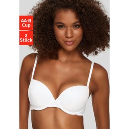 Petite Fleur Damen Push-up-BH, Gr. 85, schwarz, Jersey, Obermaterial: 70% Baumwolle, 25% Polyester, 5% Elasthan, Basic, BHs, mit Bügel, mit