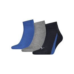 Puma Herren Kurzsocken "Puma UNISEX LIFESTYLE QUARTER 3P", Gr. 35, blau, Baumwolle, Baumwollmischung, Elasthan, meliert, unifarben, Socken, mit