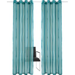 Gardine my home, B:140cm H:175cm, blau, Voile, Polyester, Wohnzimmer, Gardinen, "Dimona", 2er-Set, transparent, Voile, Polyester